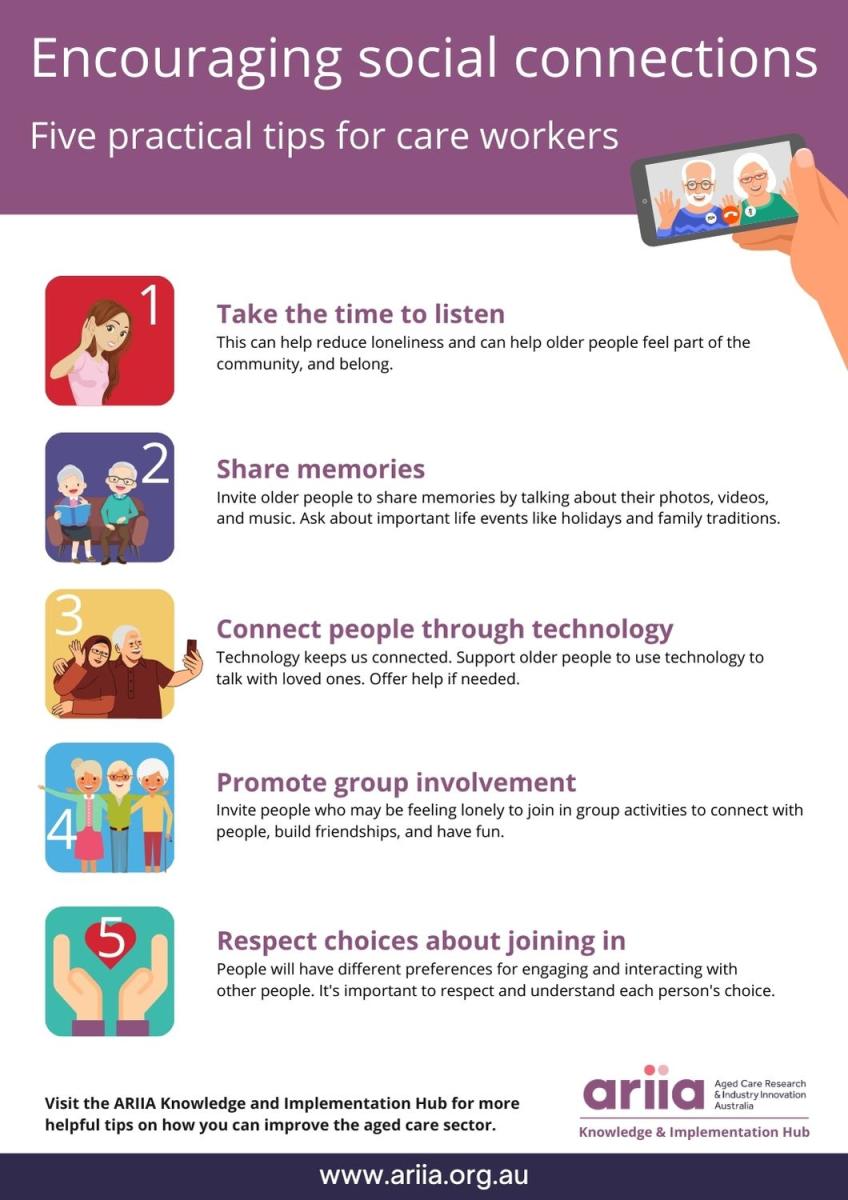 Creating social connections: practical tips for care workers | ARIIA